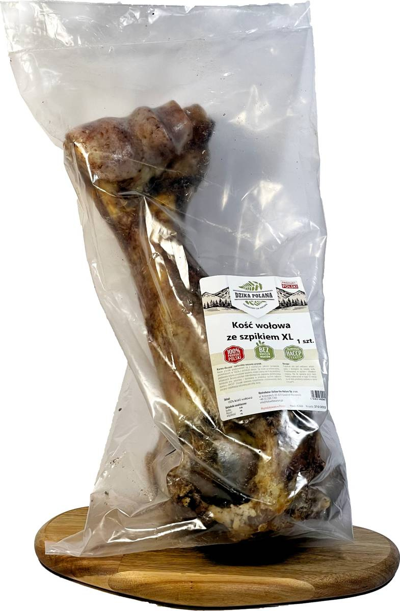 Kość wołowa ze szpikiem, obleczona mięsem XL dla psa Dzika Polana ...